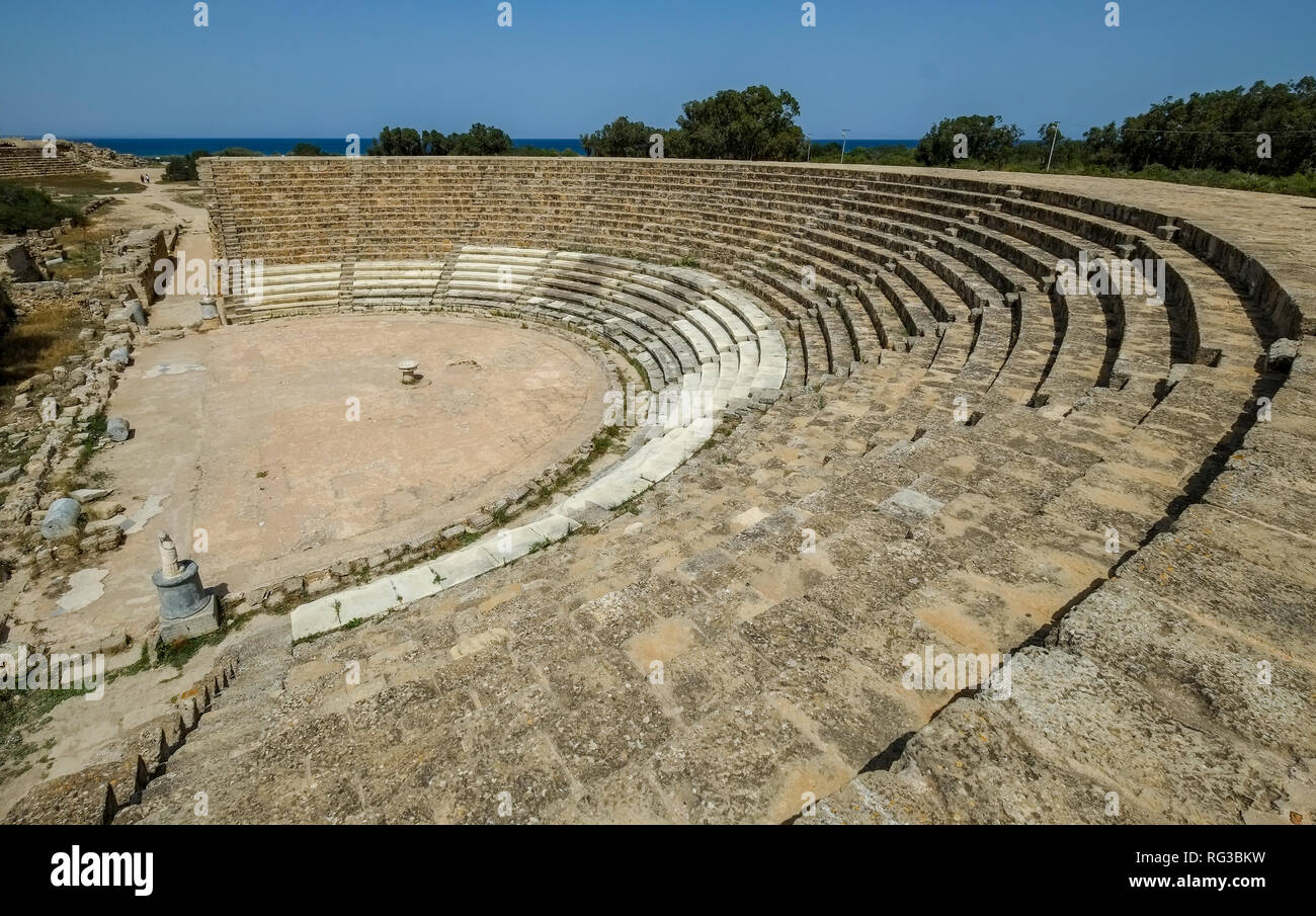 The Roman amphitheatre in the ruins of the ancient city of Salamis ...