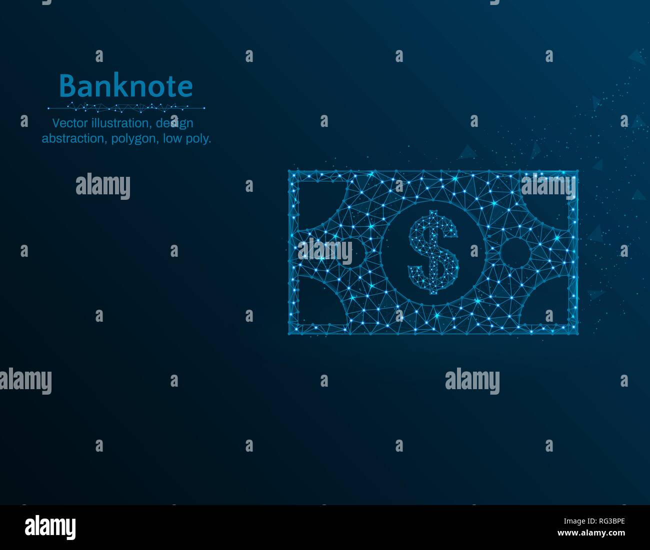 Banknote with dollar sign low poly vector illustration, money polygon ...