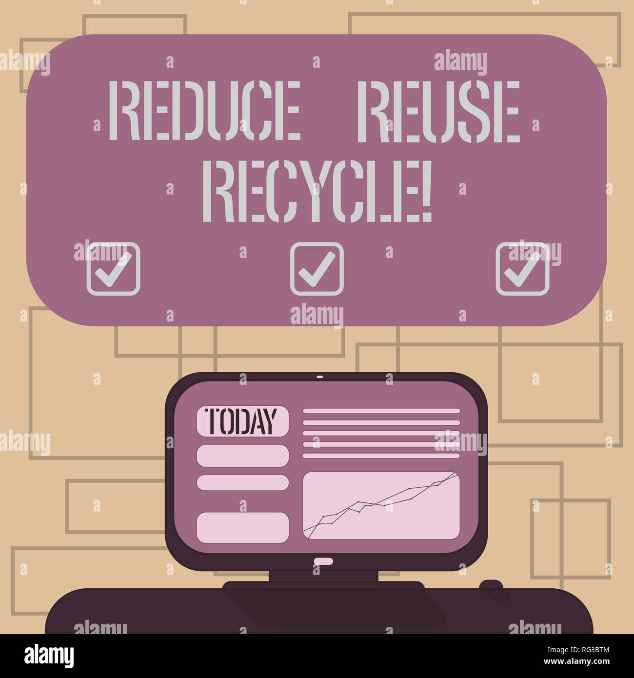 Text sign showing Reduce Reuse Recycle. Conceptual photo Cut down on ...