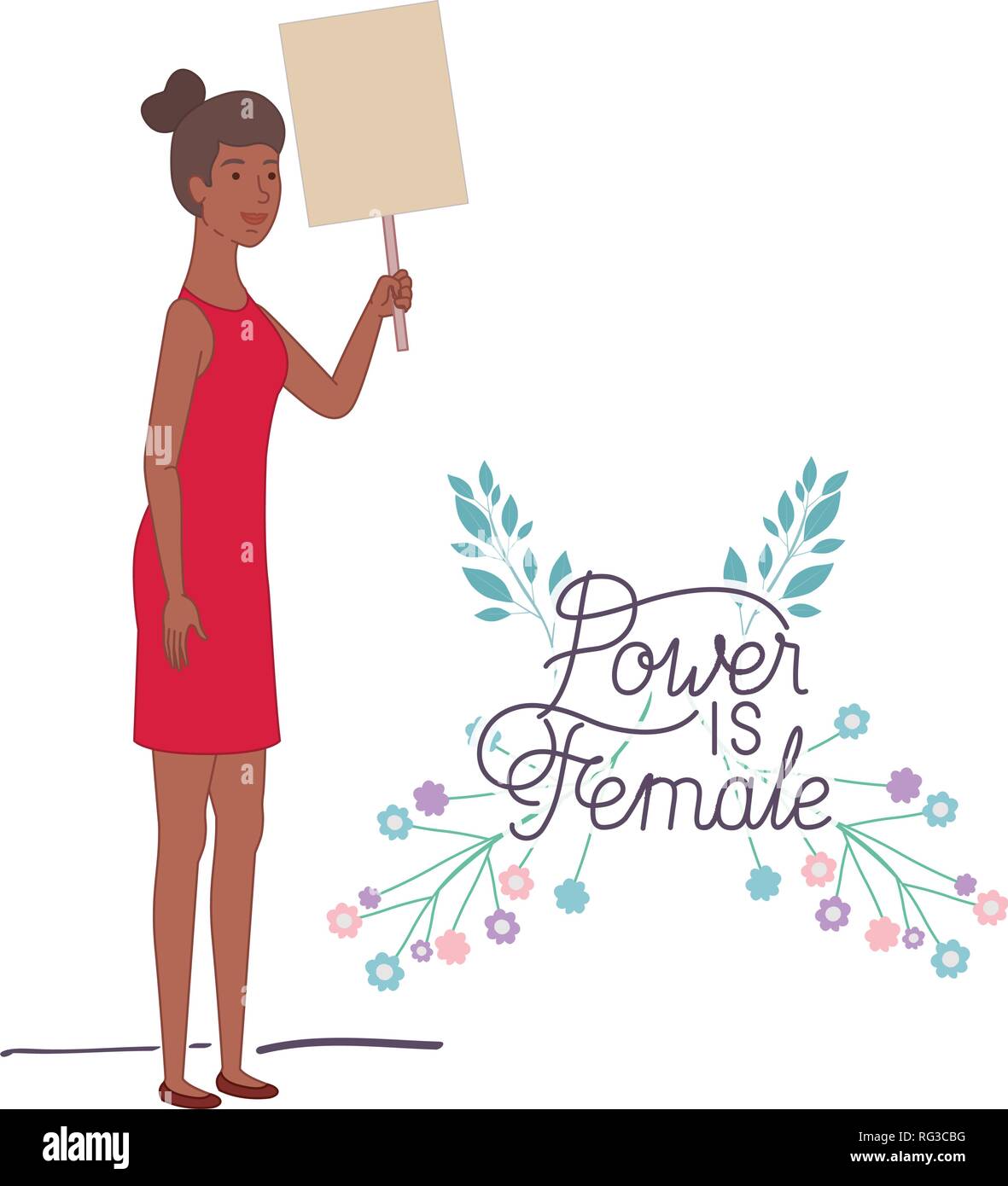 woman with label power is female character Stock Vector Image & Art - Alamy