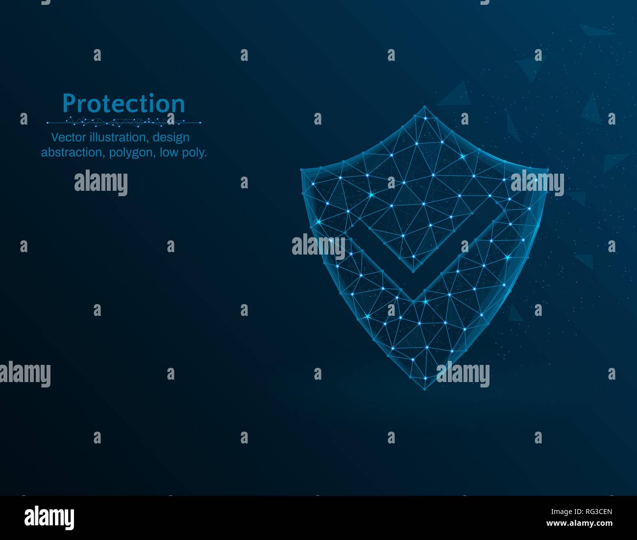 Security Shield vector illustration, protection polygon icon on blue ...