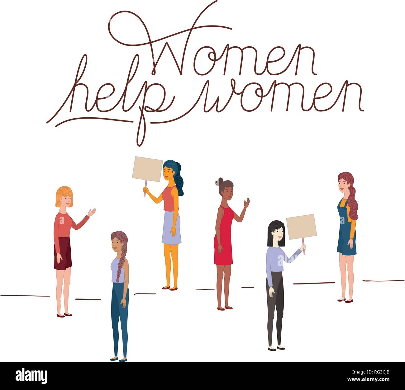 women with label women help women character Stock Vector Image & Art ...