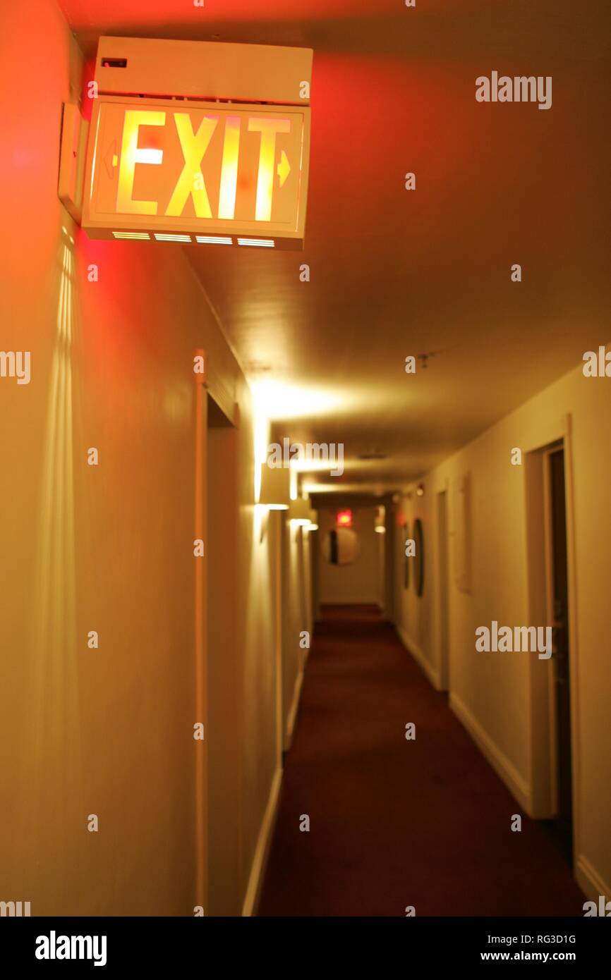 USA, United States of America, Florida, Miami : Hotel floor, emergency ...