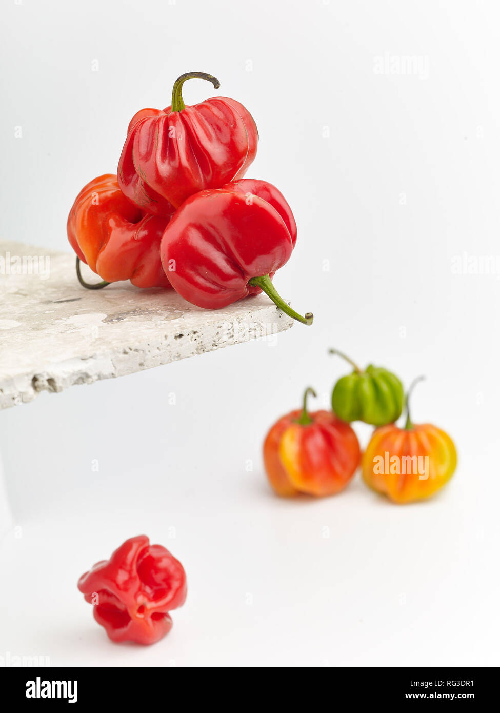 Colourful Scotch Bonnet hot pepper, food still-life photograph Stock ...