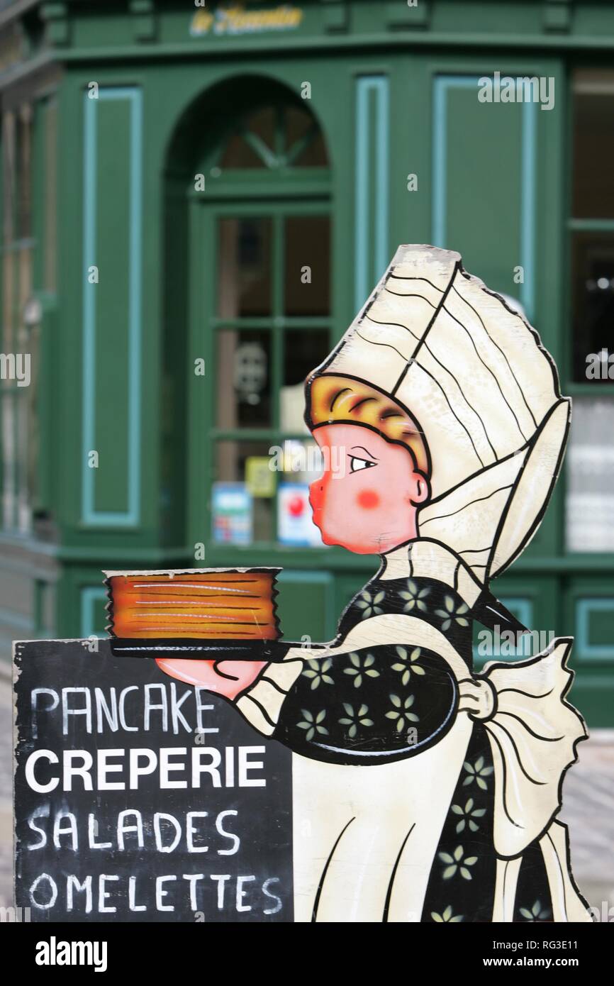 FRA, France, Normandy: Sign of a crepes restaurant Stock Photo - Alamy