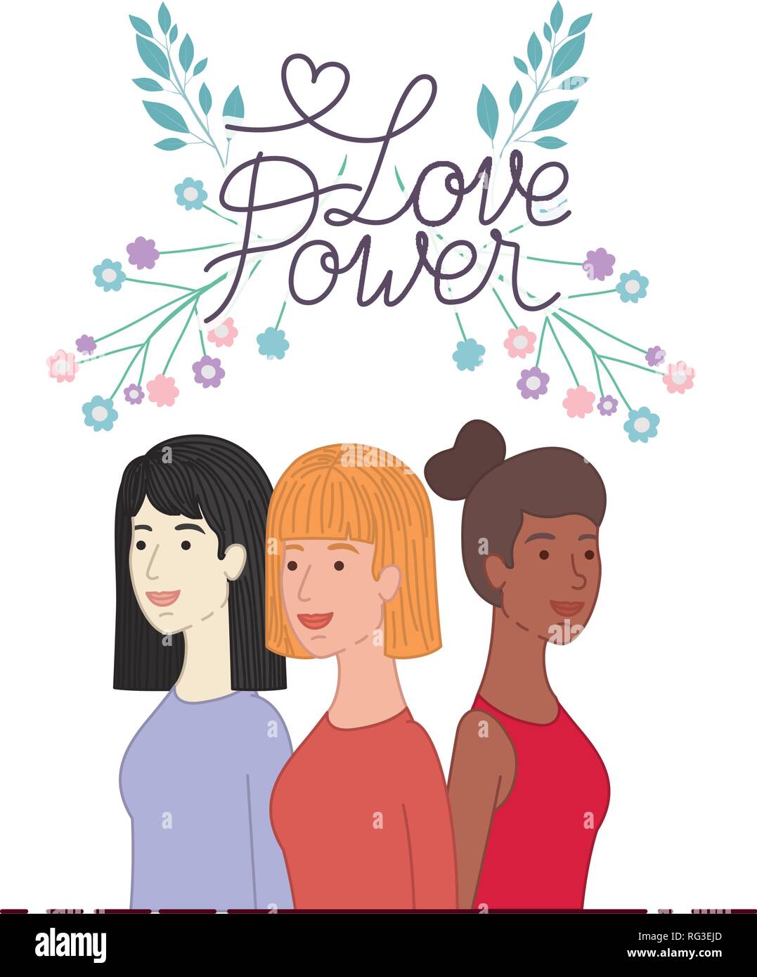 women with label love power character Stock Vector Image & Art - Alamy