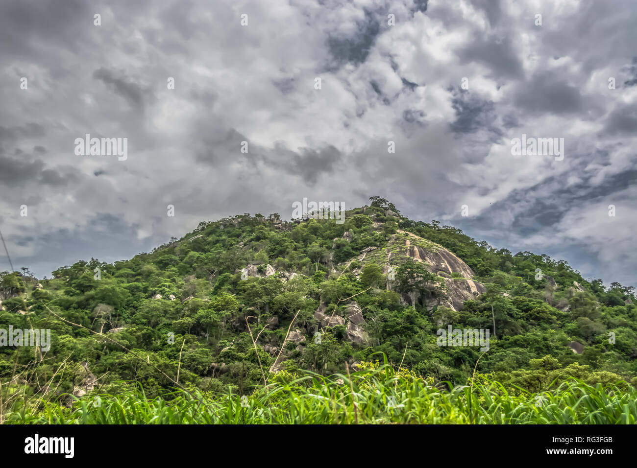 Trip through Angola's lands 2018: View with tropical mountain landscape ...