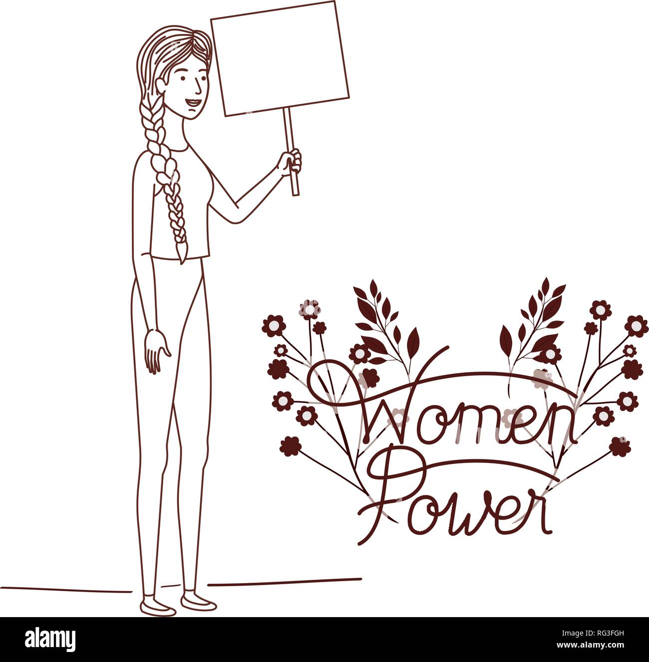 woman with label women power character Stock Vector Image & Art - Alamy