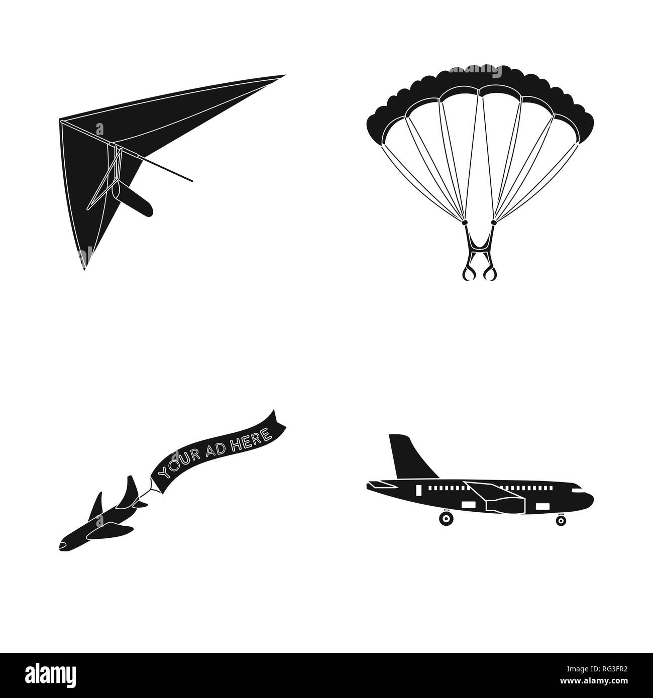 airplane,parachute,aircraft,commercial,aeroplane,plane,jet,mockup,front ...