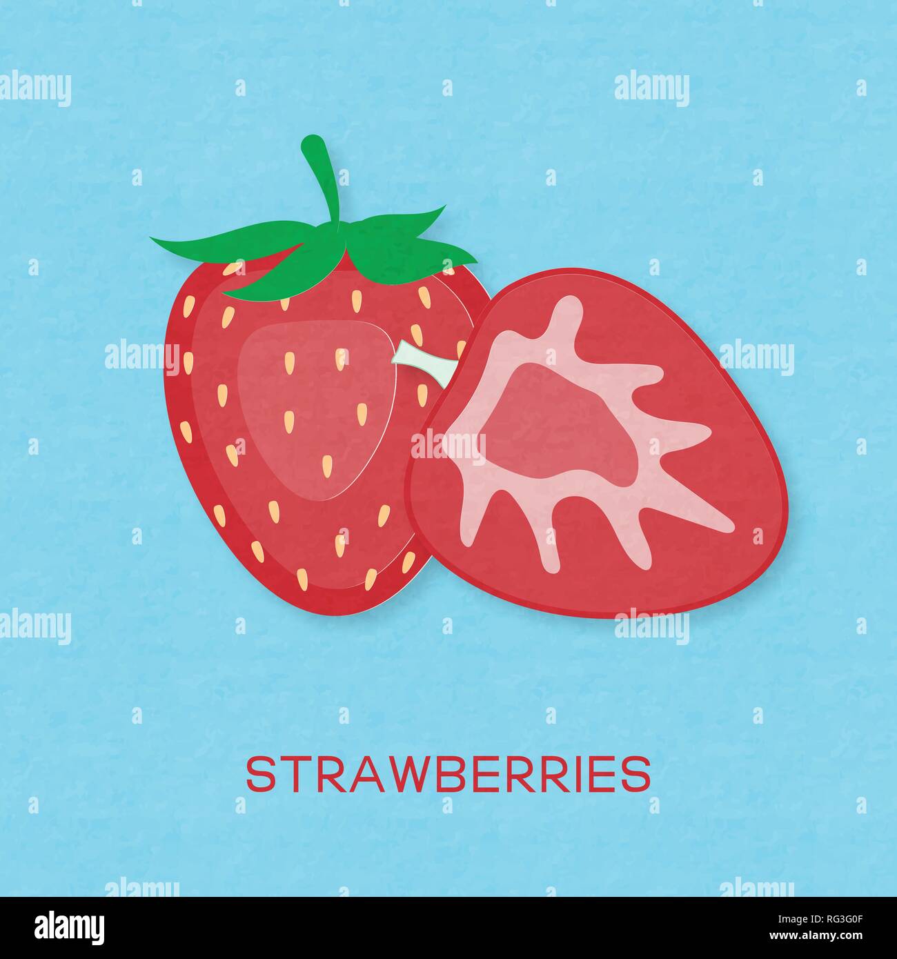 Creative vector illustration strawberry fruits and strawberries half ...