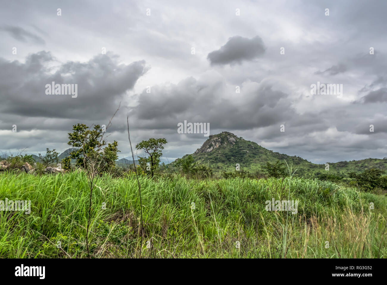 Trip through Angola's lands 2018: View with tropical mountain landscape ...
