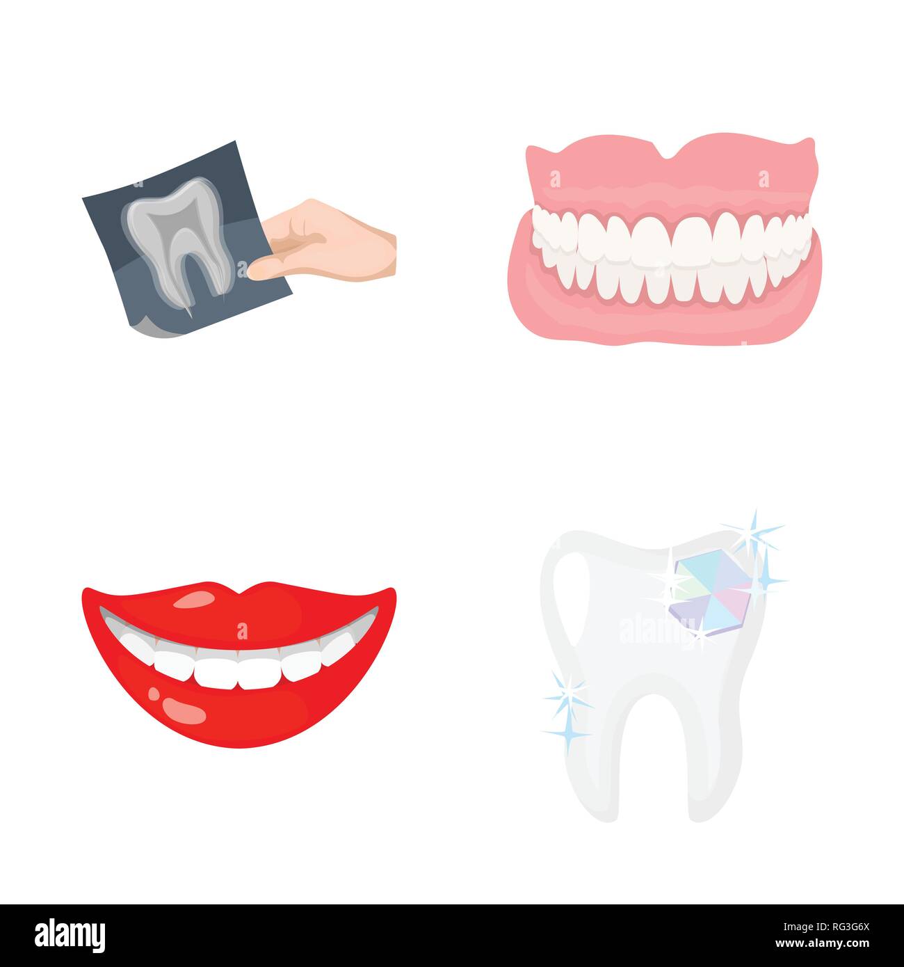 Vector design of tooth and happy sign. Set of tooth and whitening ...