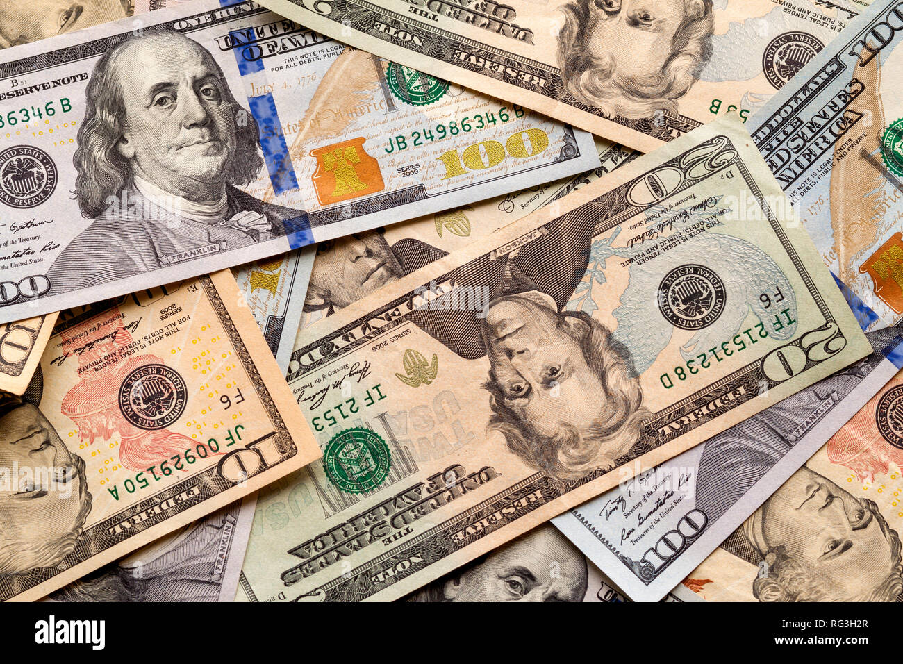 Money and finances concept. Abstract light background of American USA ...