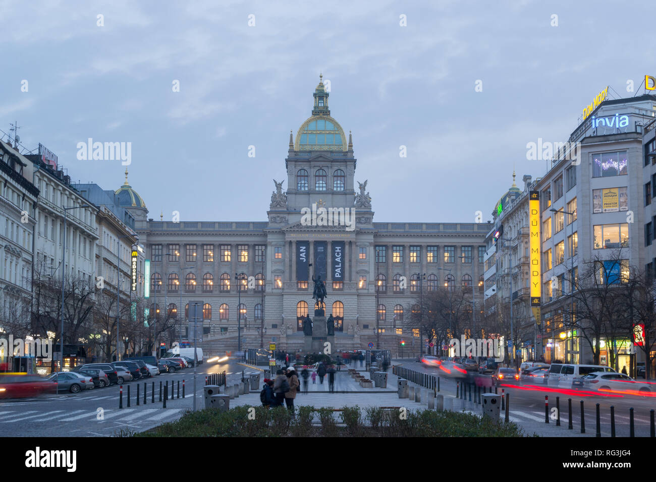 Wenceslas square by night hi-res stock photography and images - Alamy