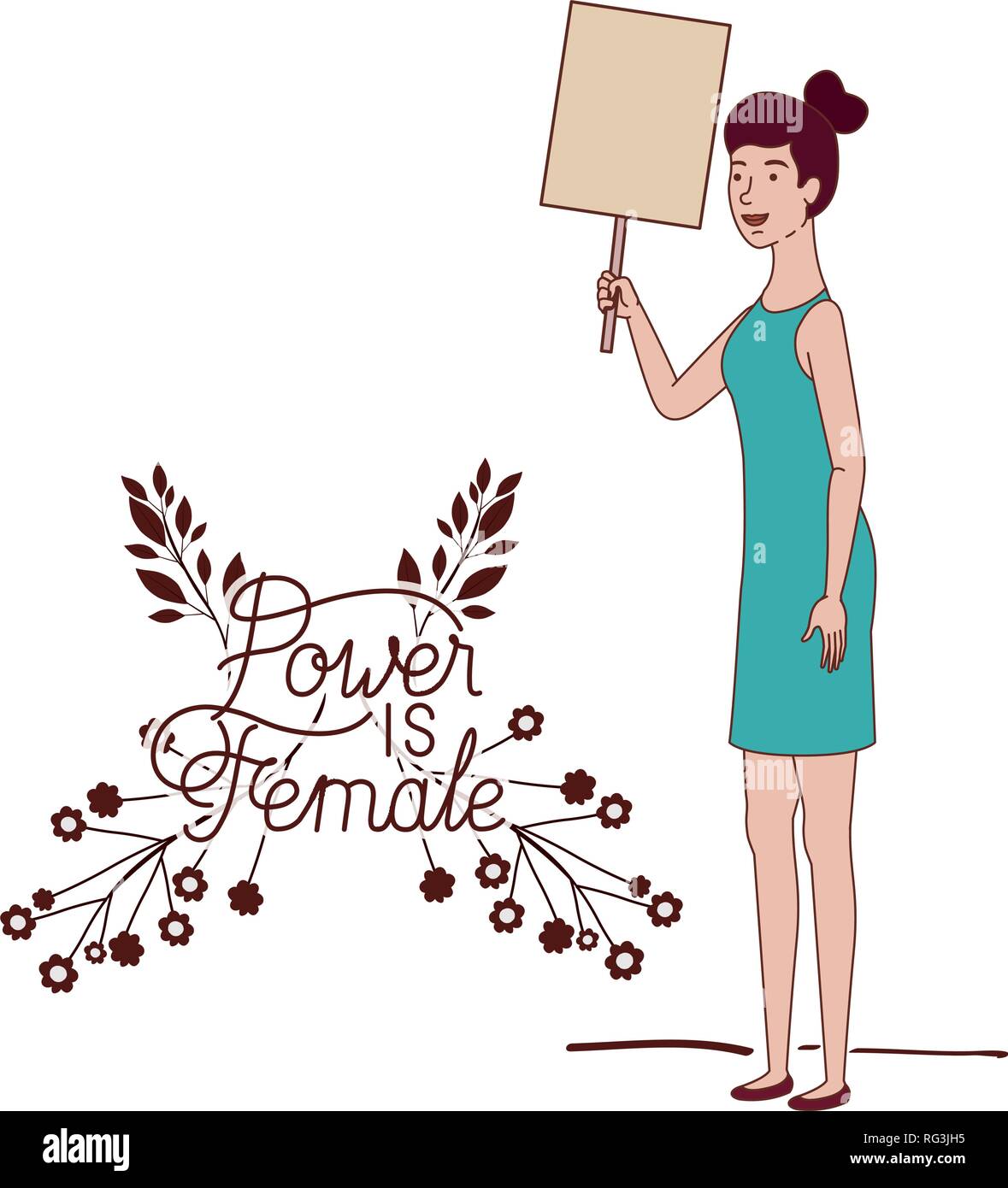 woman with label power is female character Stock Vector Image & Art - Alamy