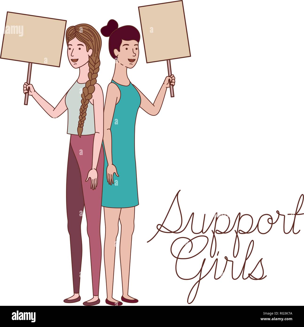 women with label support girl character Stock Vector Image & Art - Alamy