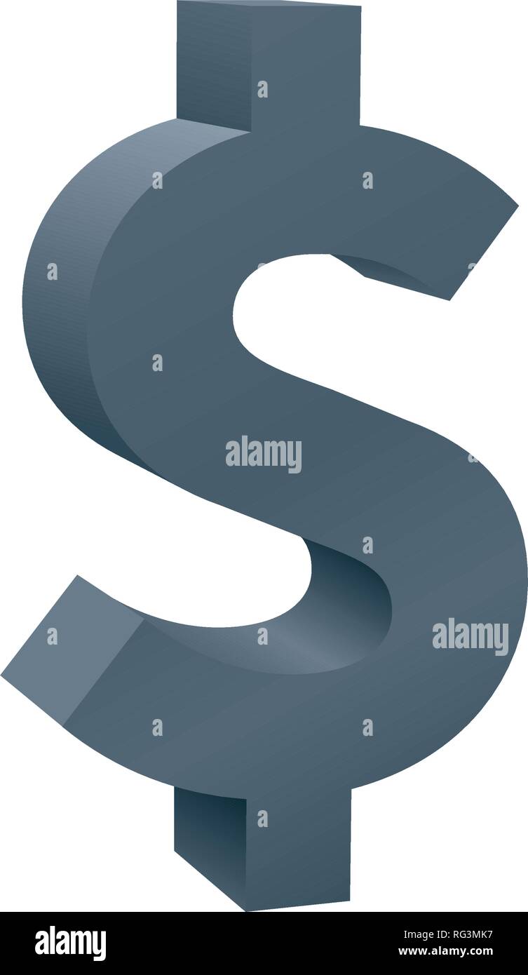 Three dimensional dollar sign on white background. Currency icon design ...