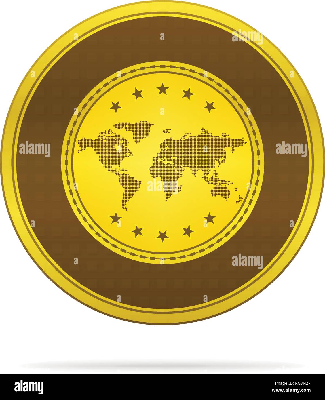 Shiny gold coin on white background. Coin icon design Stock Vector ...