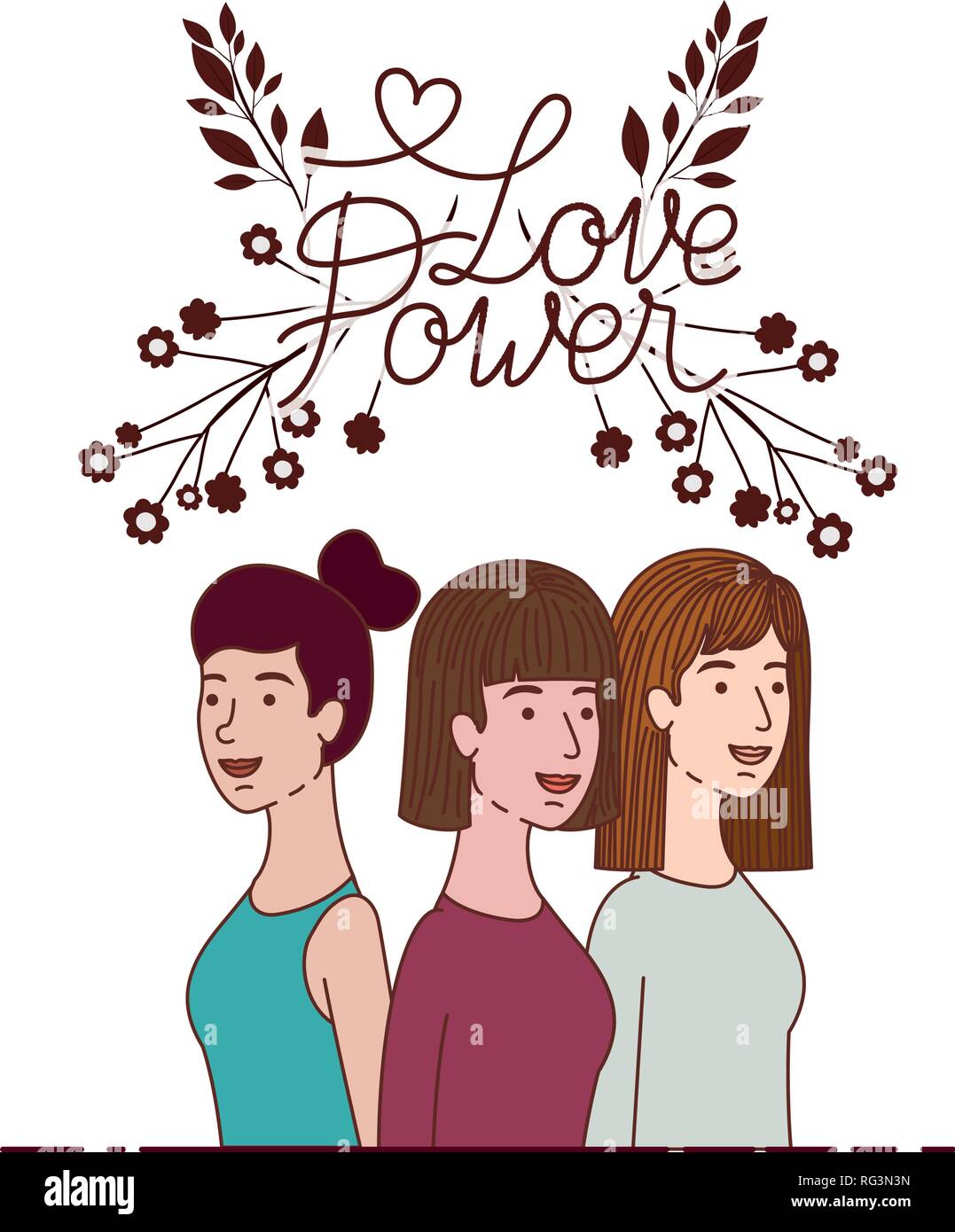 women with label love power character Stock Vector Image & Art - Alamy