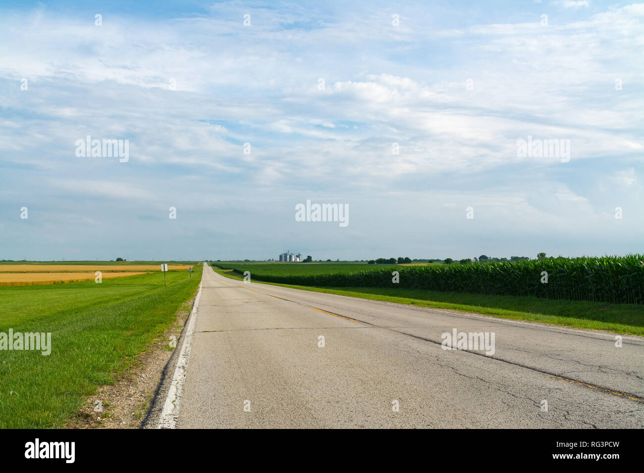 Rural two lane highway through the farmland. LaSalle County, Illinois ...
