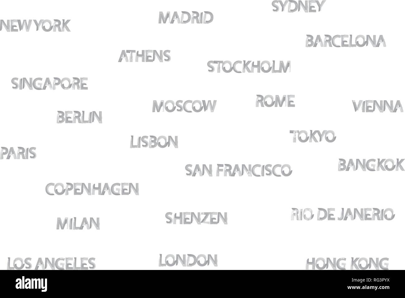 Some of the most known world cities written with brush strokes Stock ...