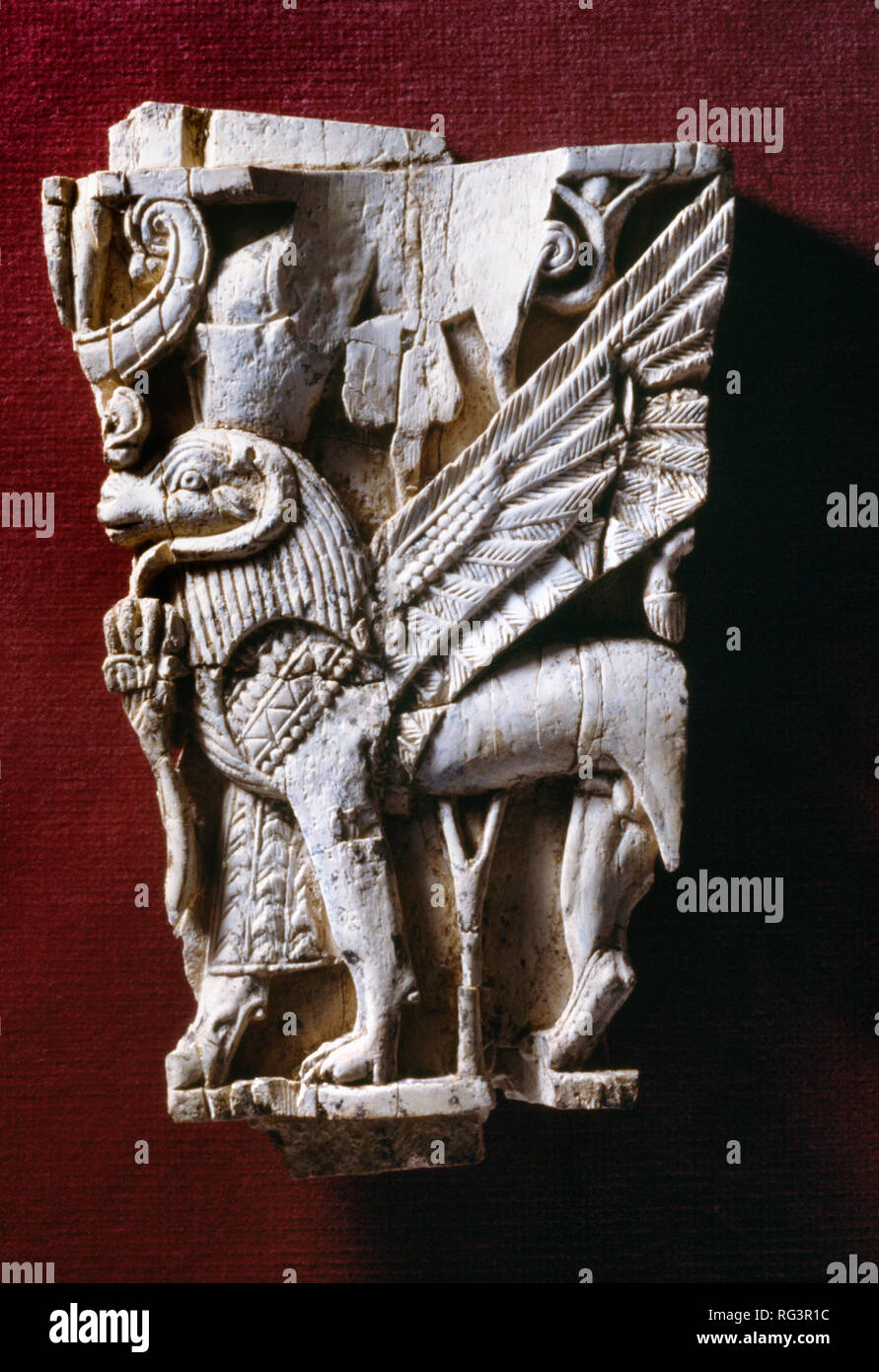 Ram-headed sphinx: Nimrud Ivory from Room SW37 Fort Shalmaneser within ...