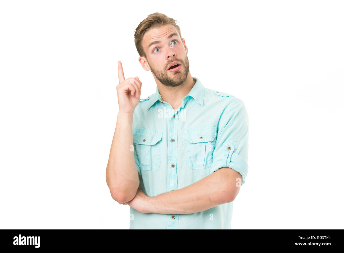Man with beard happy about solution. Celebrate good result. Solution ...