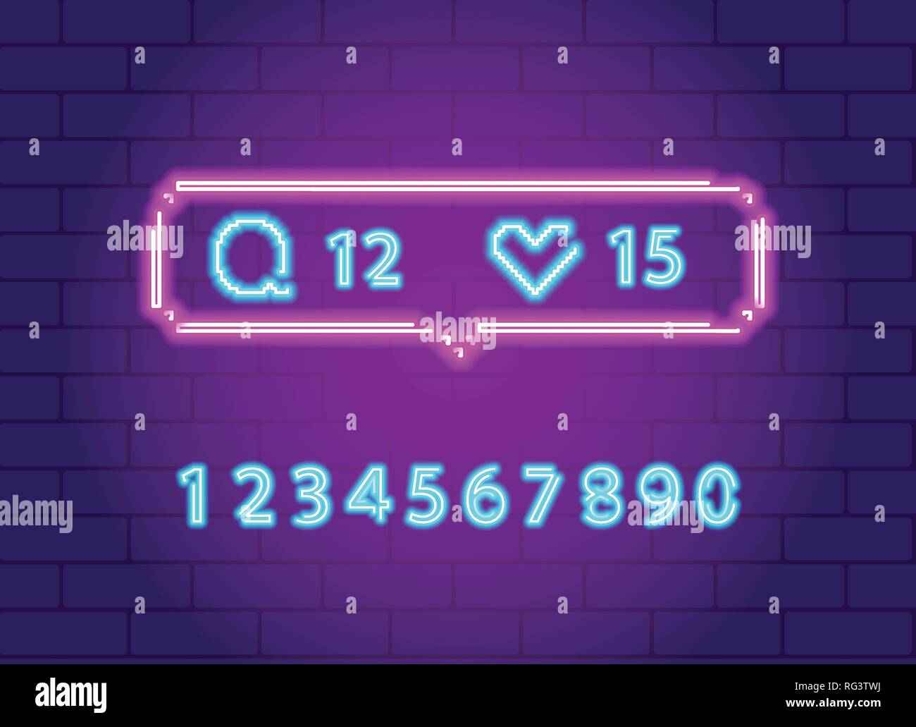 Social network notifications neon icons pack set Stock Vector Image ...