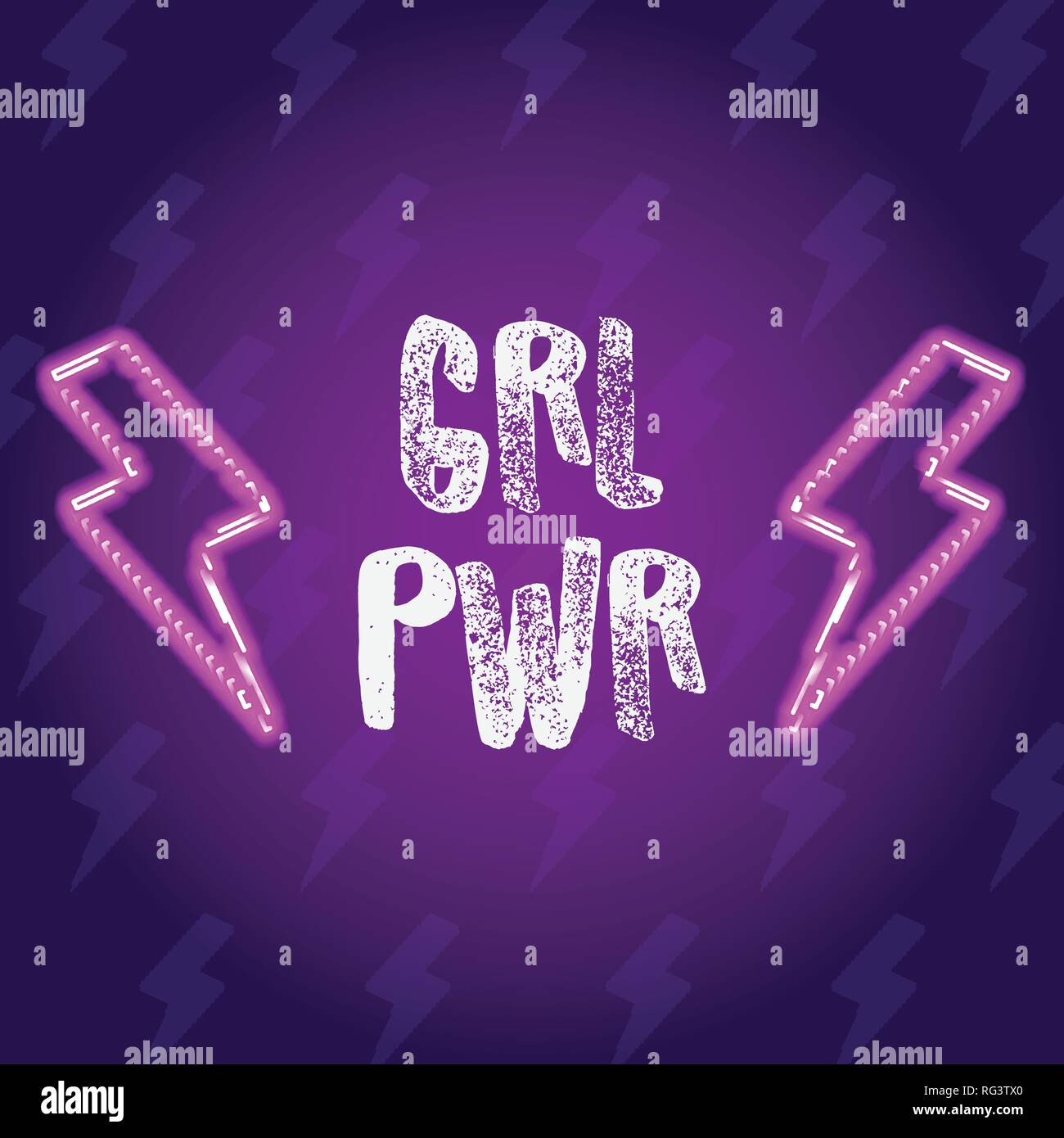 Vector girl power lettering with neon glowing Stock Vector Image & Art ...