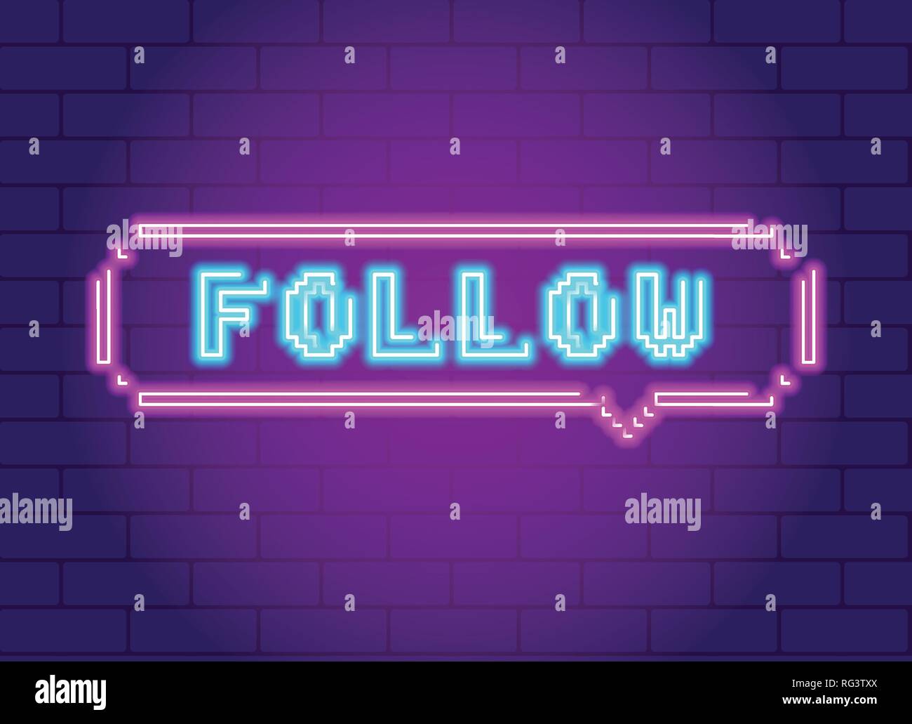 Vector neon light glowing follow sticker icon Stock Vector Image & Art ...