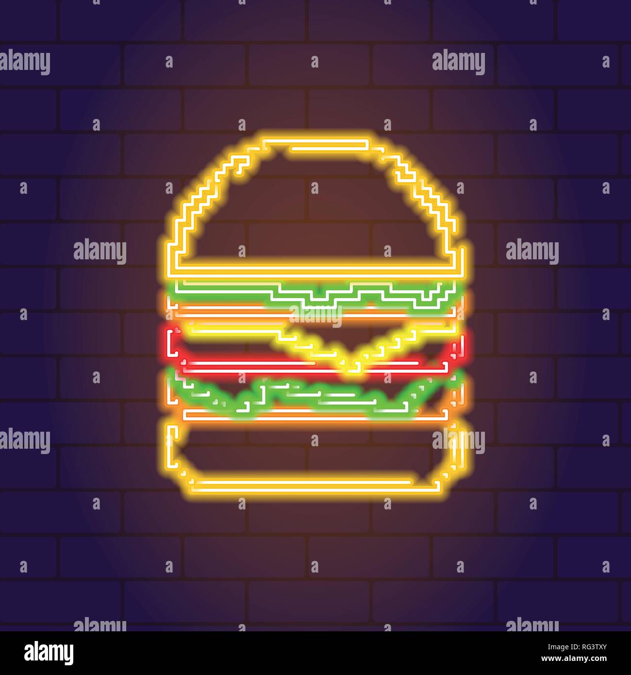 Vector neon light glowing icon of burger Stock Vector Image & Art - Alamy