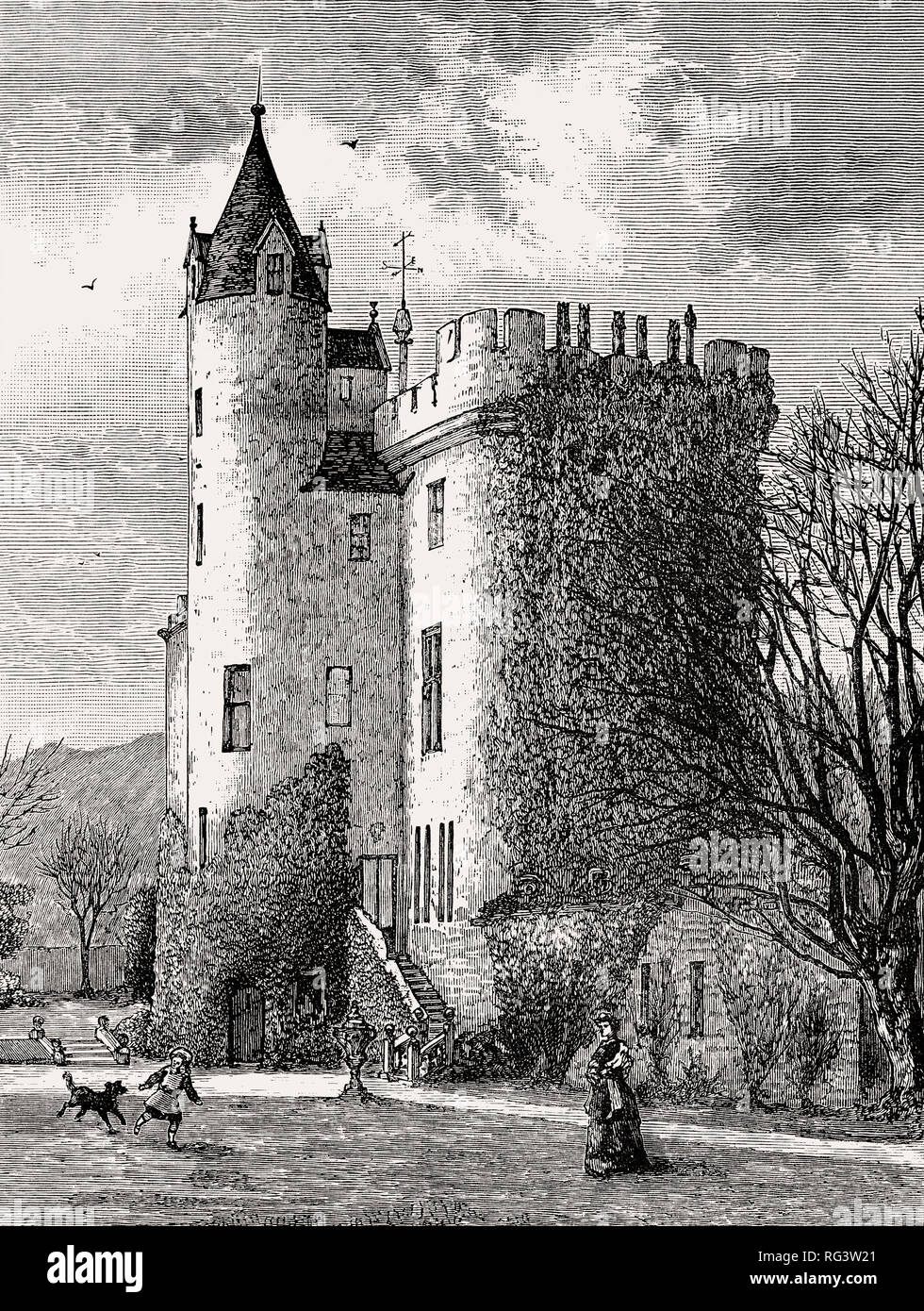 Bonaly Tower, Colinton, Edinburgh, Scotland, 19th century Stock Photo ...