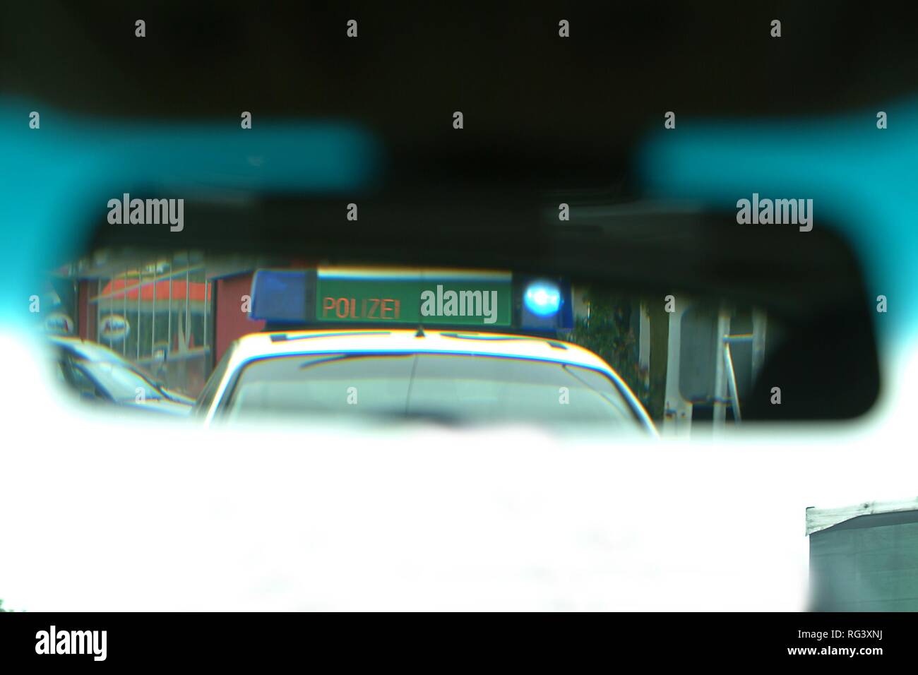 DEU, Germany, NRW: Signal equipment on a police car, blue lights and ...