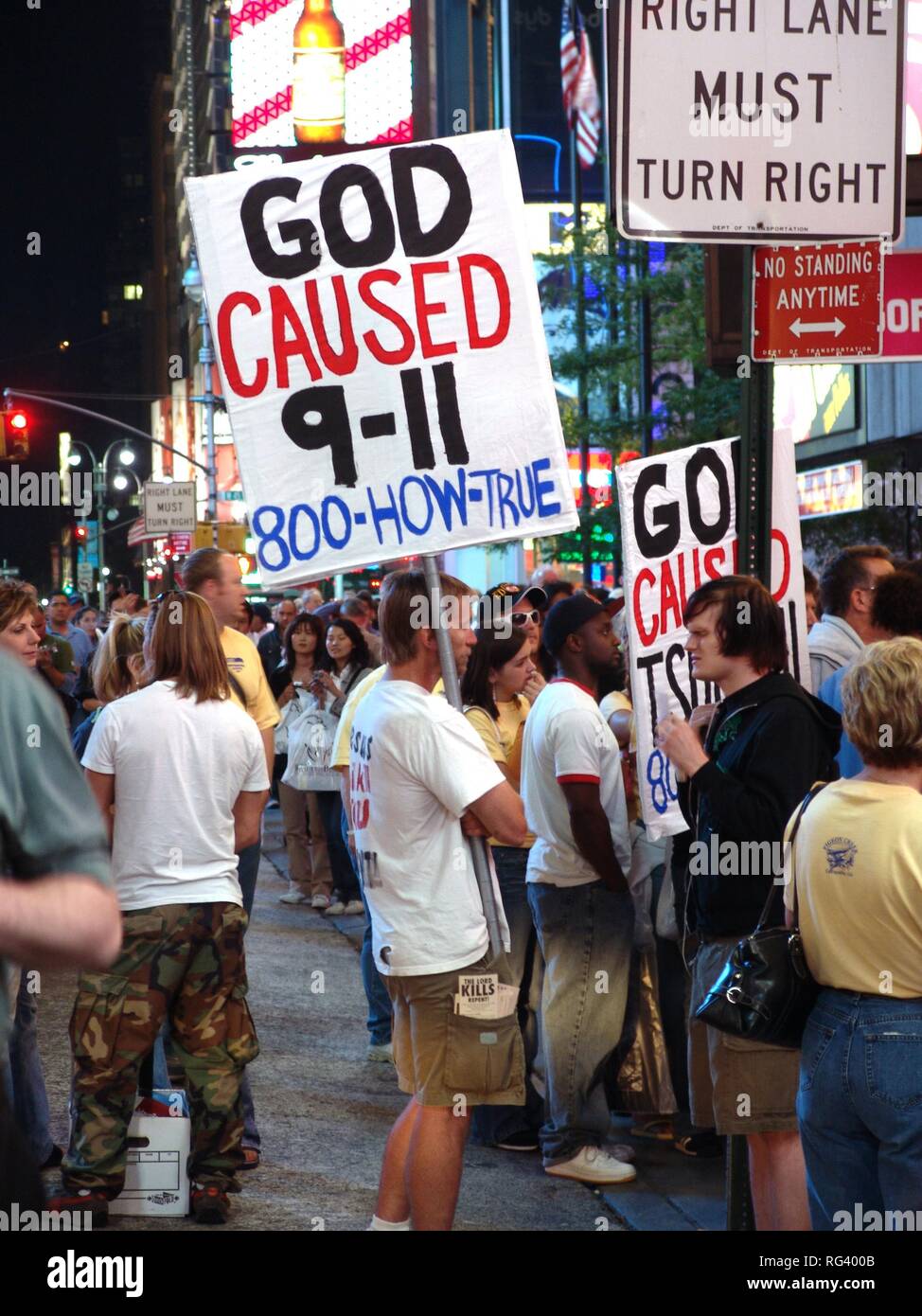 USA, United States of America, New York City: Times Square. Religious ...