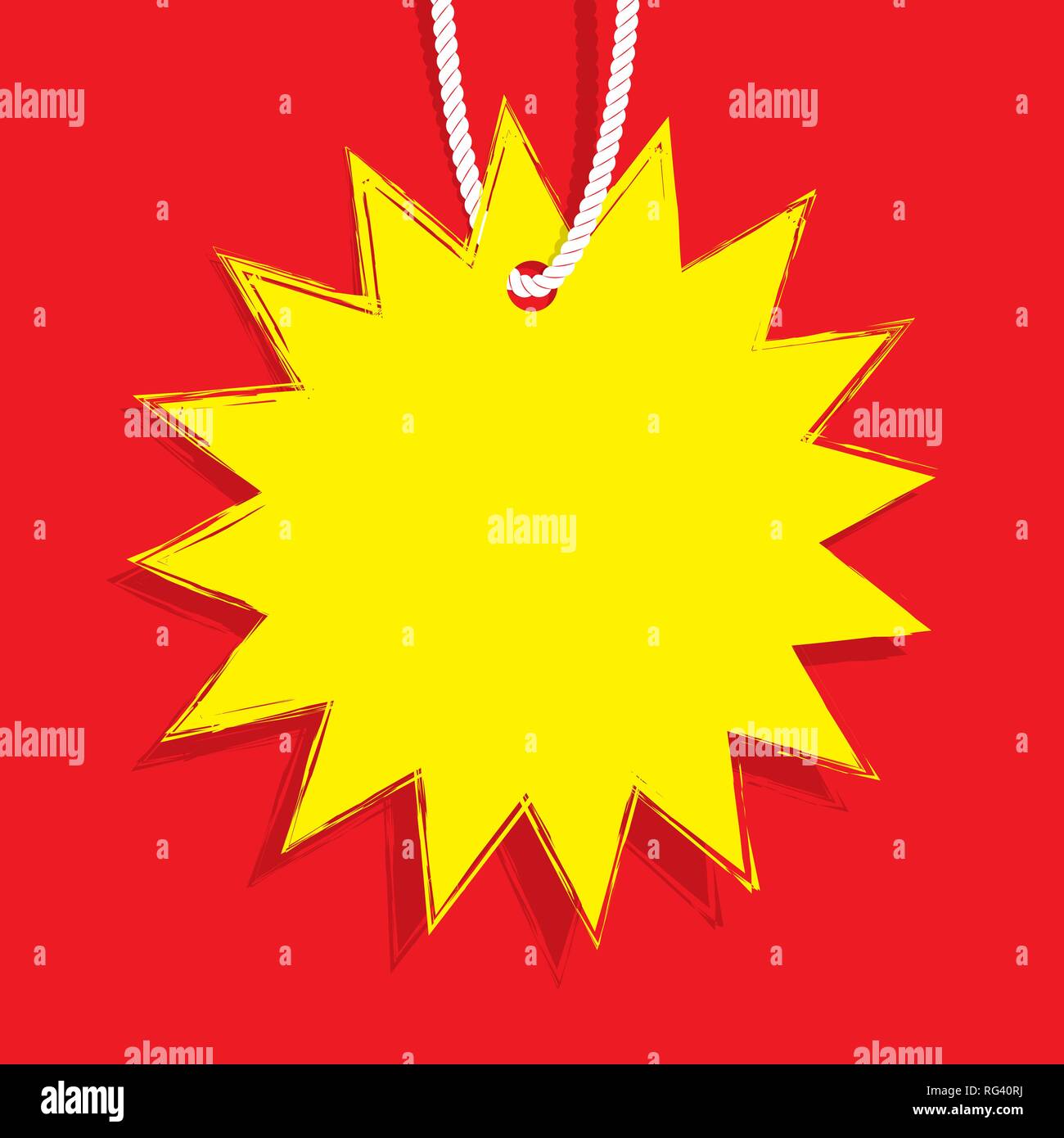 Yellow blank price tag sun shape website banner heading design on red ...
