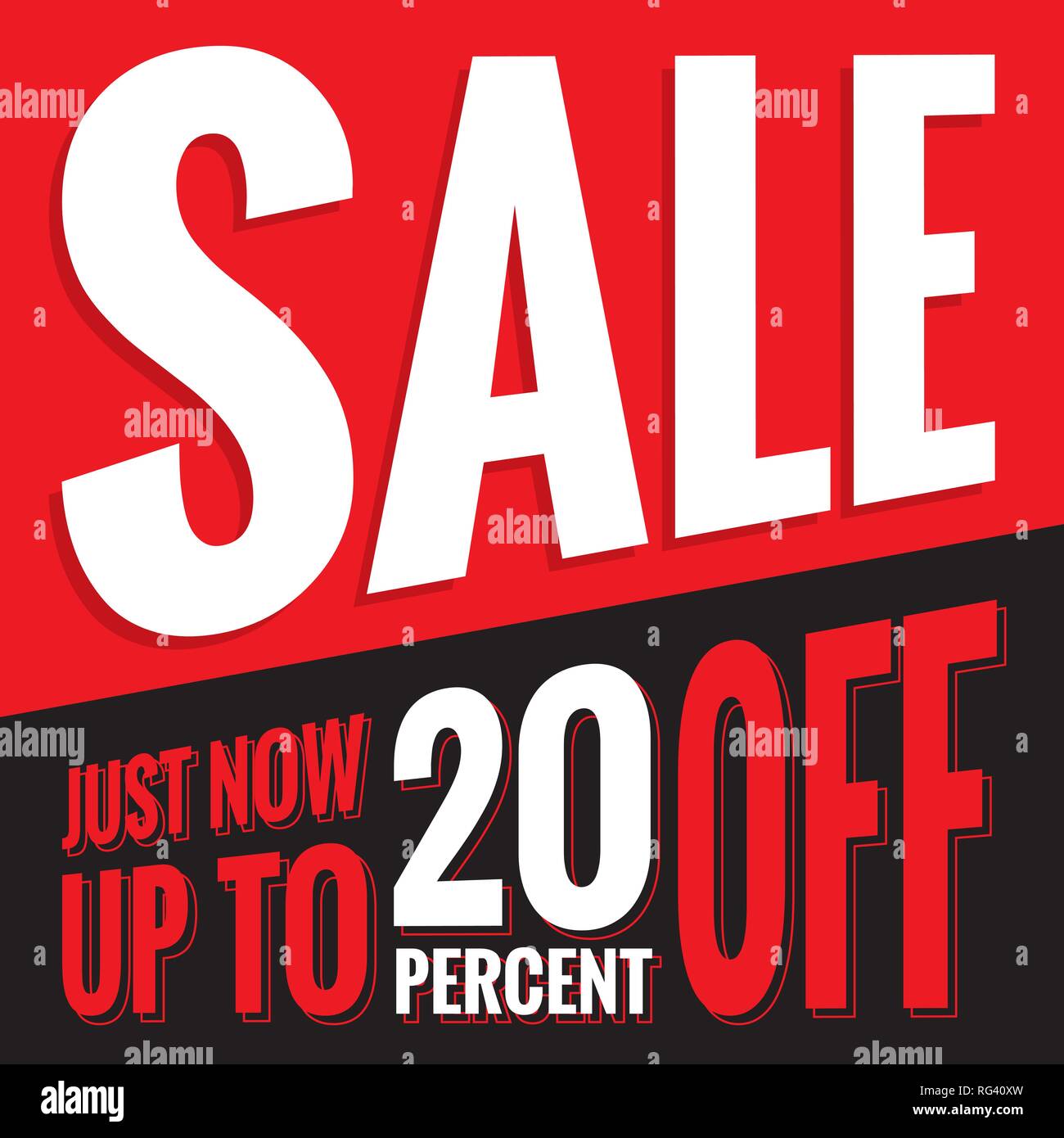 Vol.2 Sale sign set red and black 20 percent heading design for banner ...