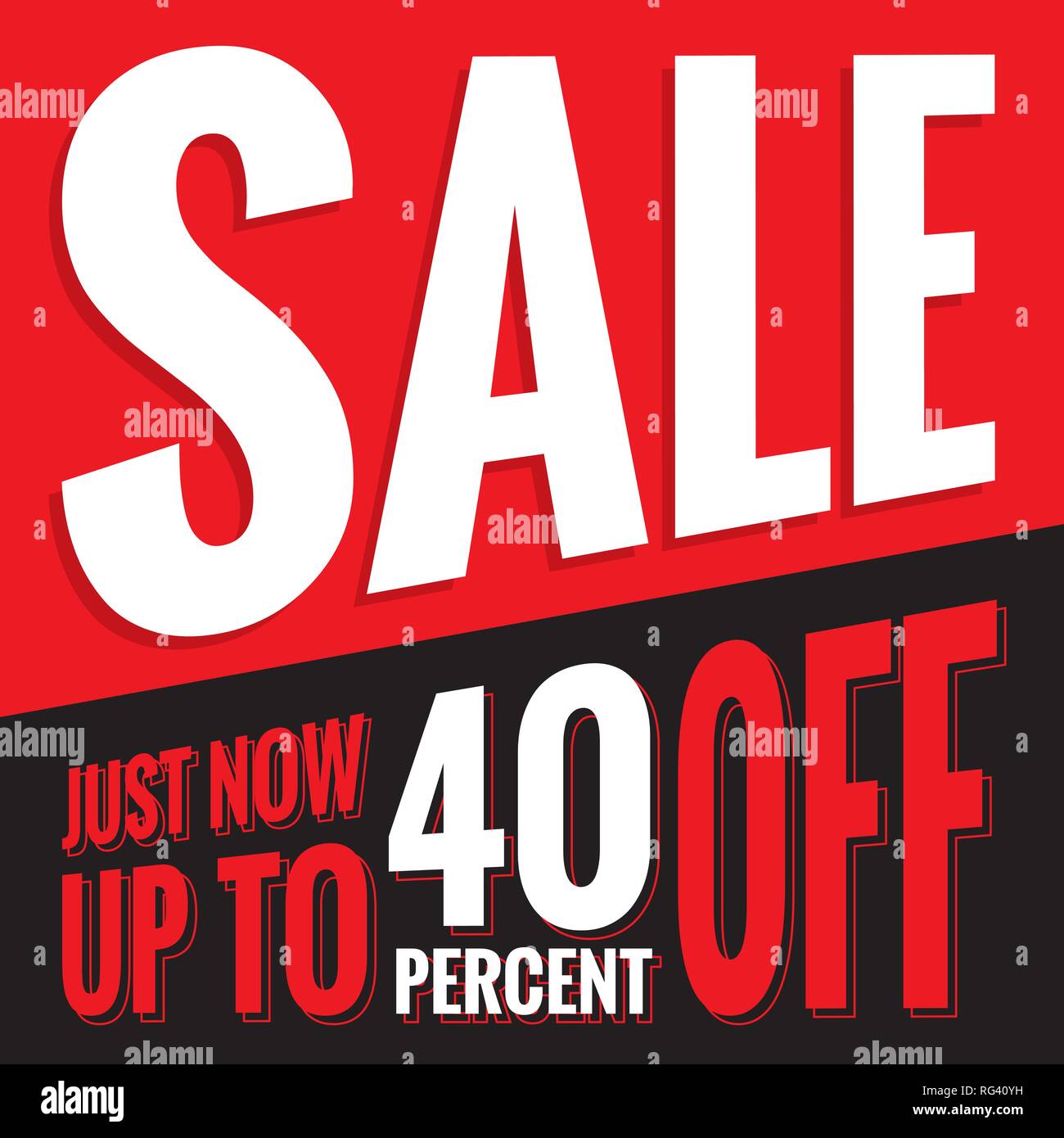 Vol.2 Sale sign set red and black 40 percent heading design for banner ...