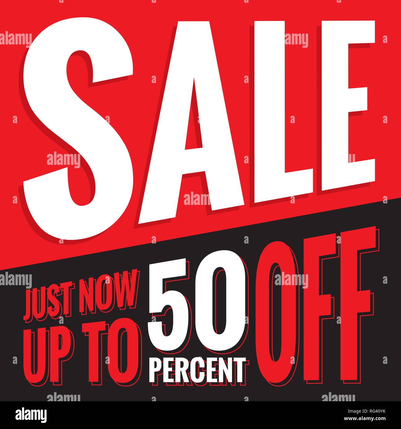 Vol.2 Sale sign set red and black 50 percent heading design for banner ...