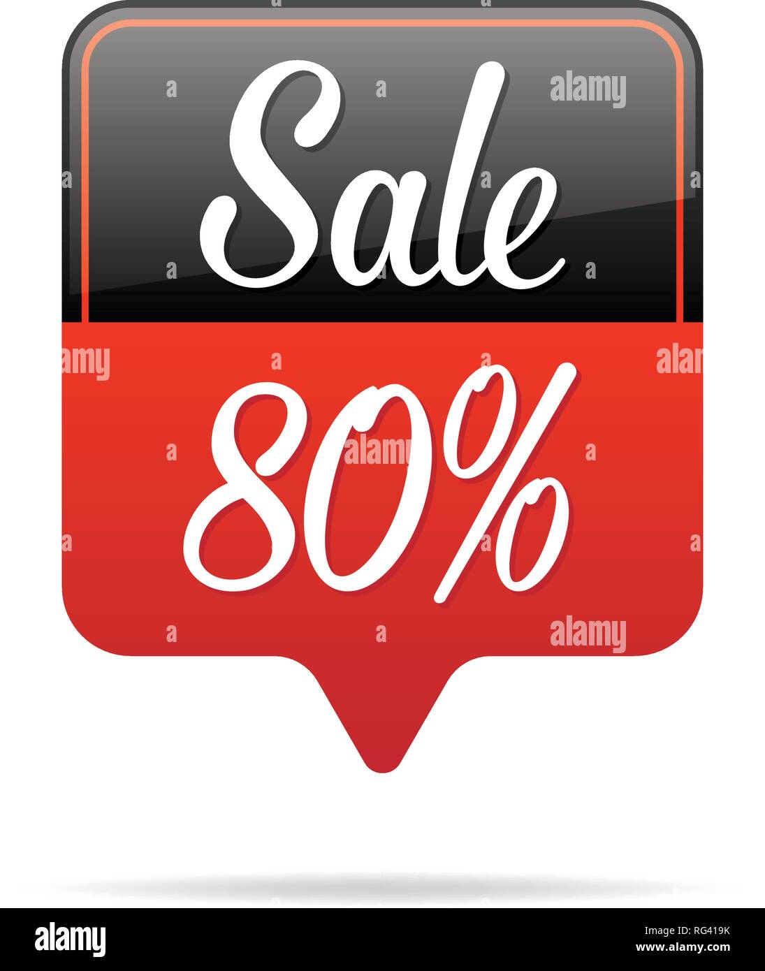 Vol.6 Sale sign set remind box black & red 80 percent heading design ...