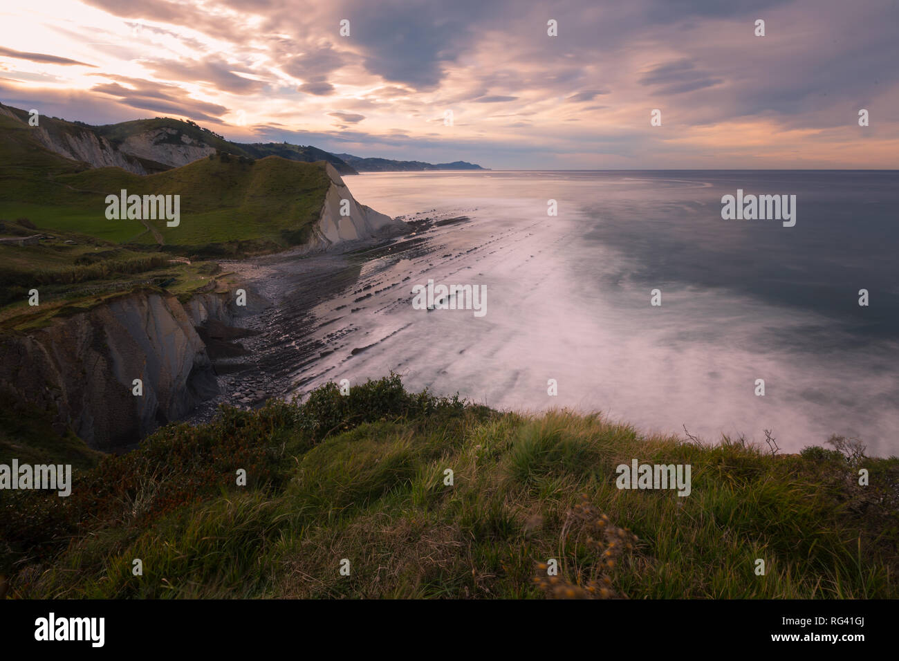 View from Sakoneta at the Flysch Geological park at Zumaia. A famous ...