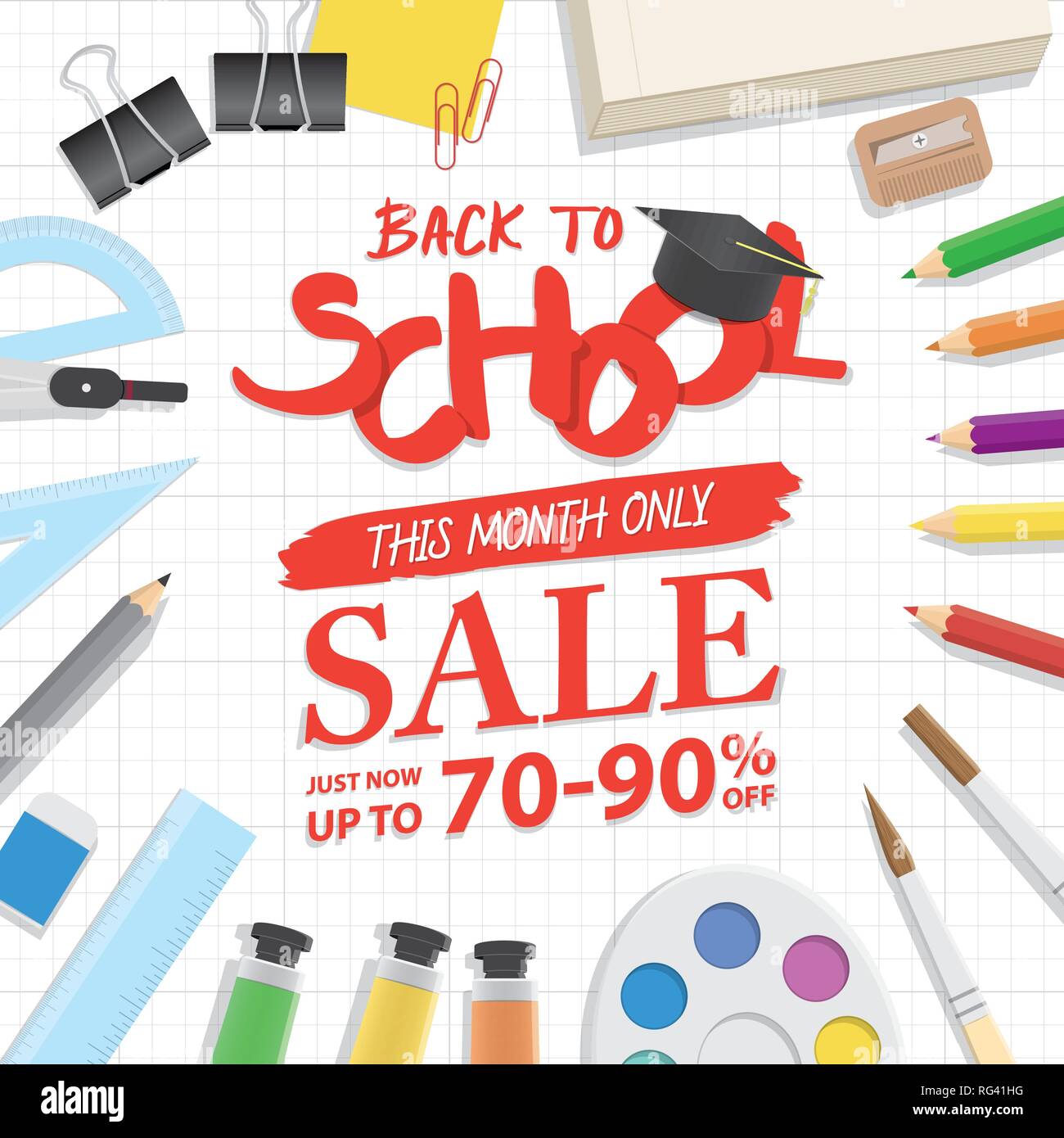 Back To School Sale heading design promotion price tag for banner or ...