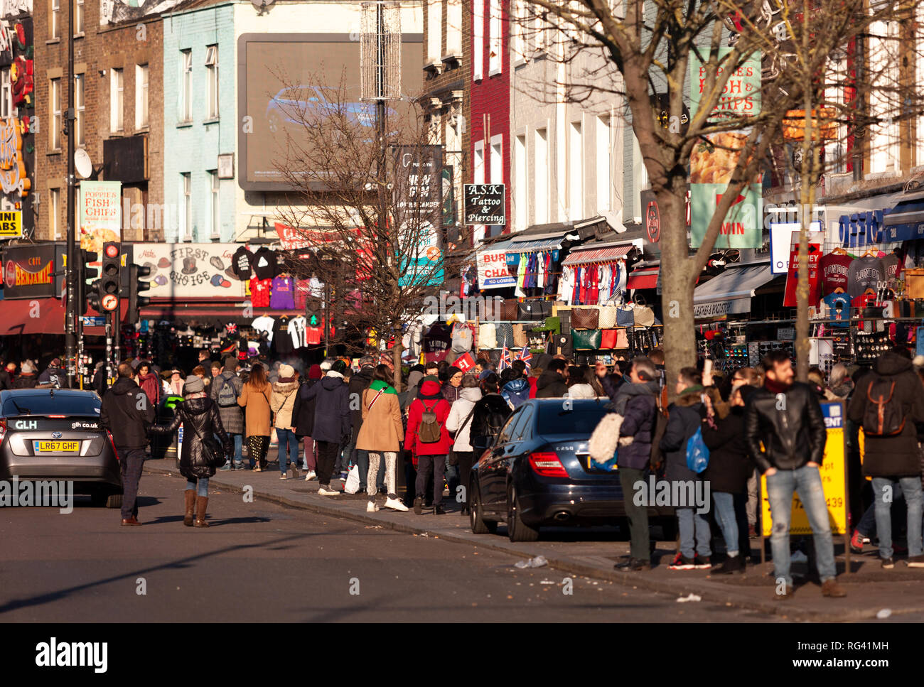 London, England - January 20, 2019. Camden town and its famed Camden ...
