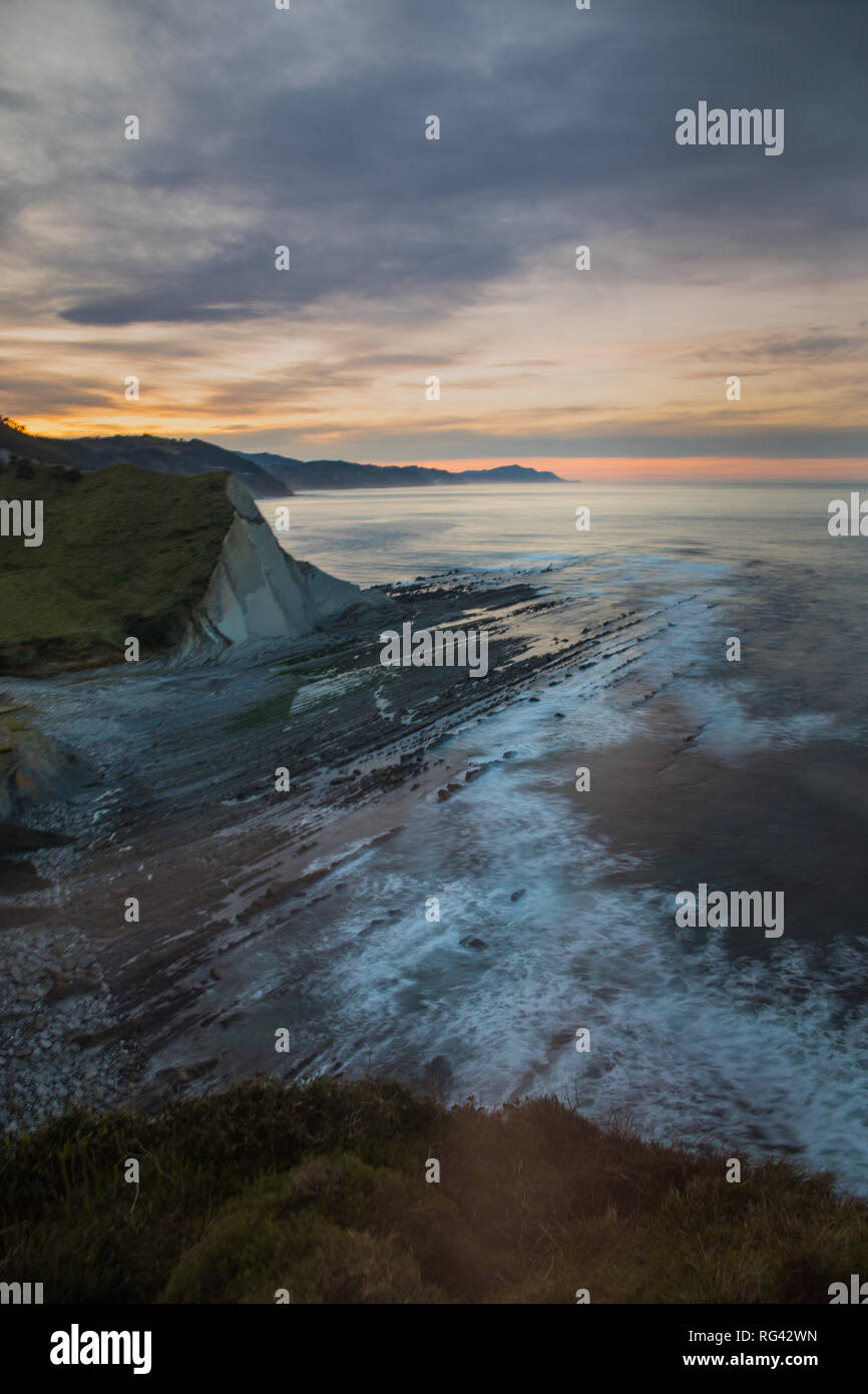 View from Sakoneta at the Flysch Geological park at Zumaia. A famous ...