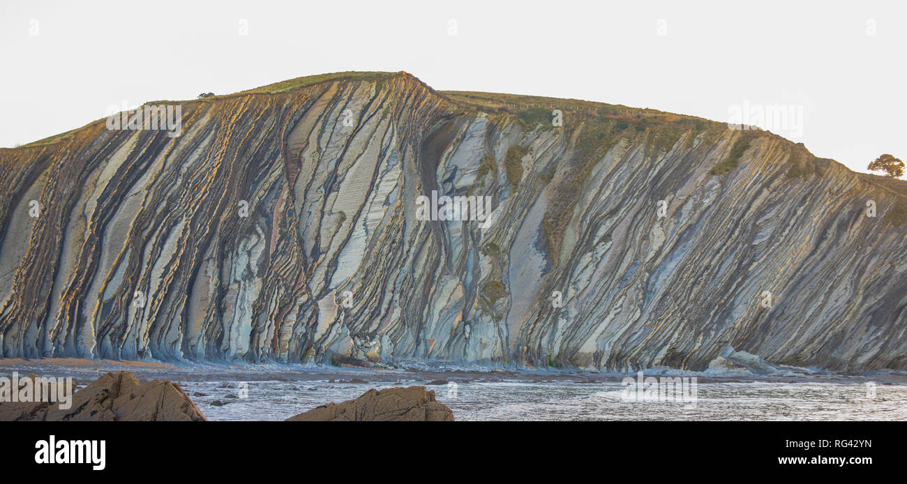 View from Sakoneta at the Flysch Geological park at Zumaia. A famous ...