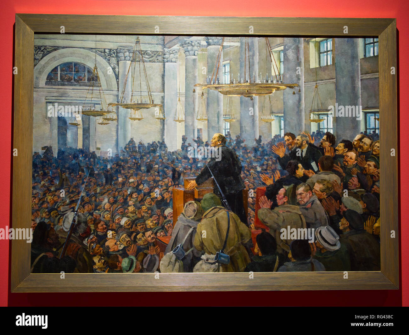 First appearance of Lenin at the Petrosovet meeting at Smolny on 25 ...