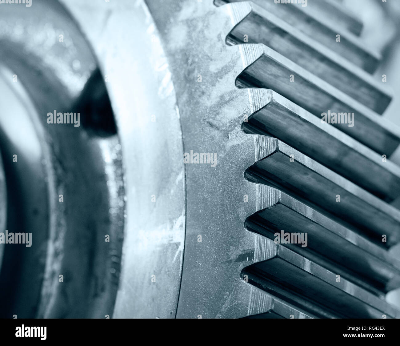 cogwheel of a big gearbox, detail of the teeths mechanized, industrial ...
