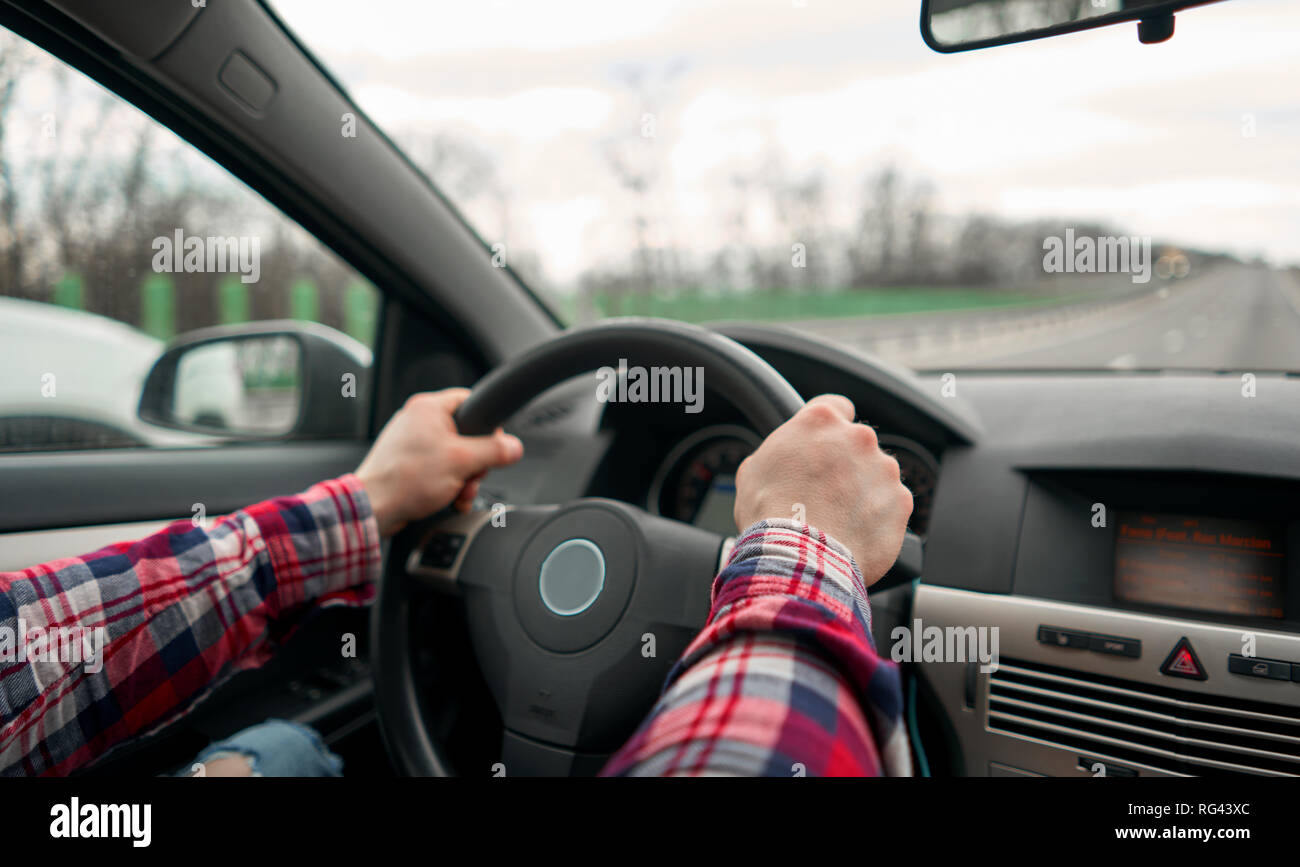 man behind the wheel Stock Photo - Alamy