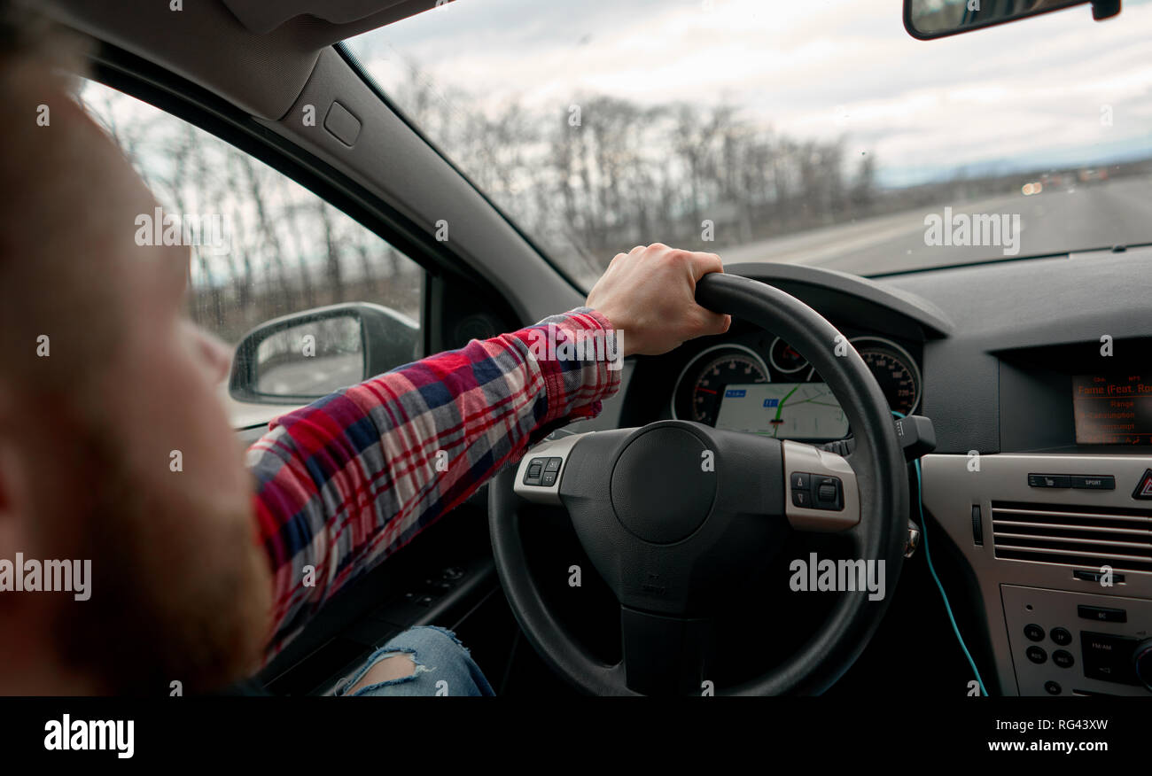man behind the wheel Stock Photo - Alamy