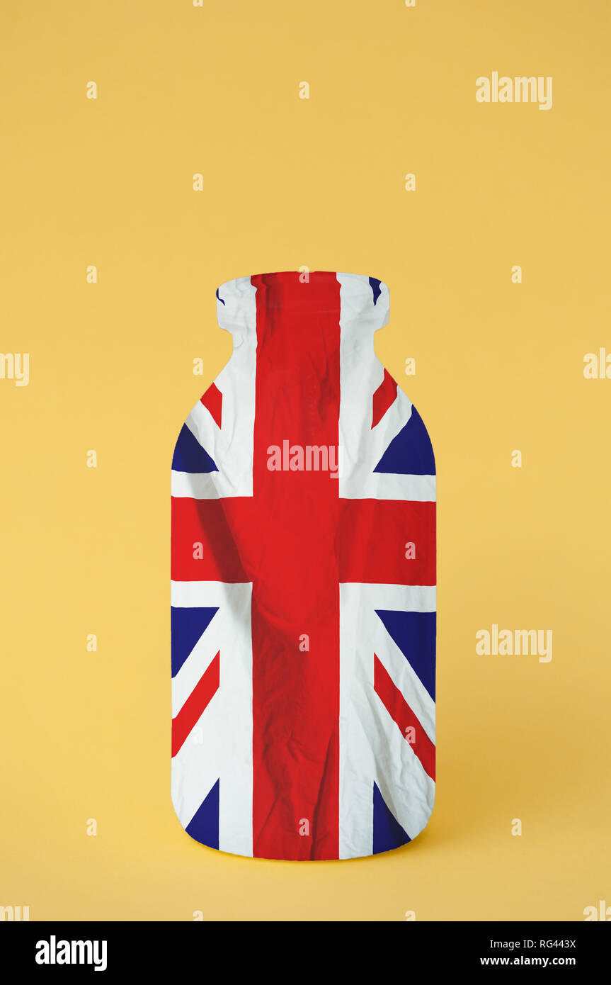 Made in Britain concept of milk bottle with Union Jack flag Stock Photo ...
