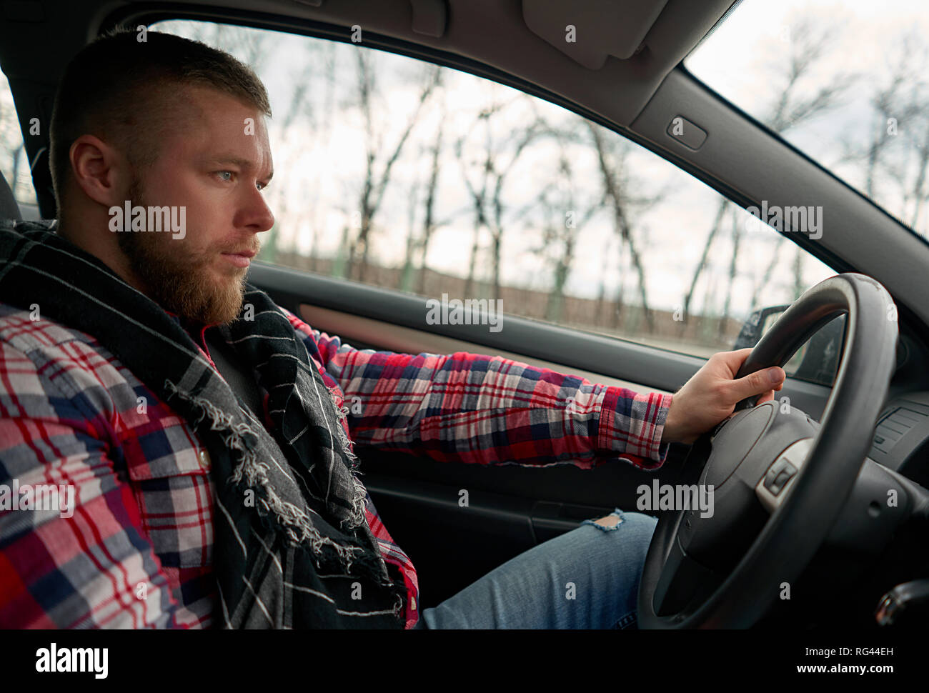 man behind the wheel Stock Photo - Alamy